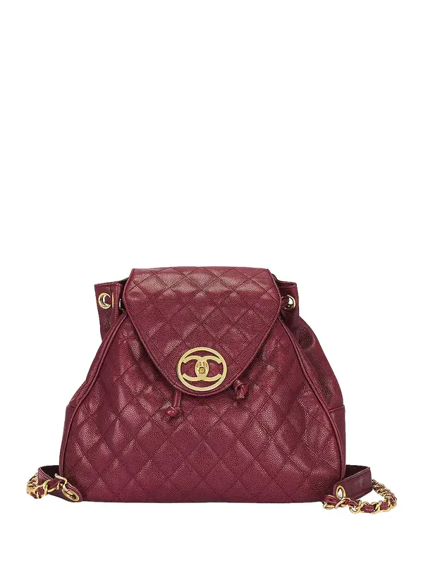 Chanel Caviar Drawstring Backpack - Maroon