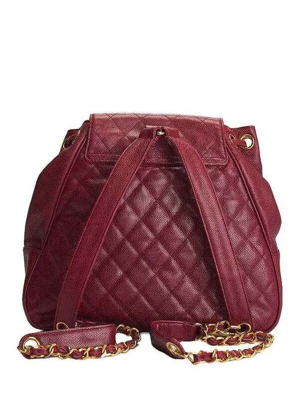 Chanel Caviar Drawstring Backpack - Maroon