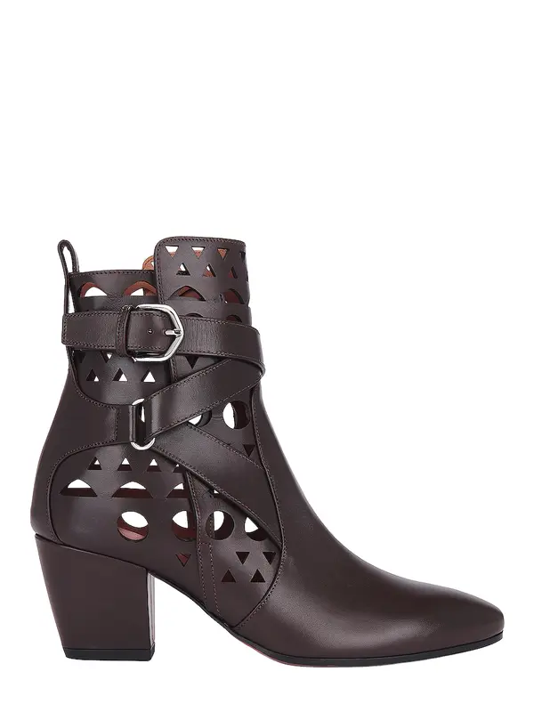 Alaïa Perforated Ankle Boots - Marron Fonce