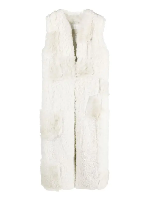 Chloé Patchwork Shearling Gilet - White