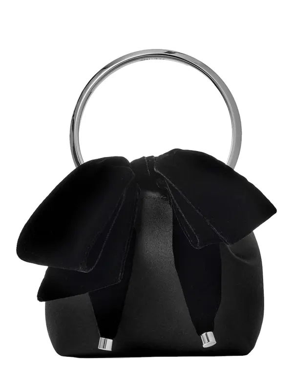 JIMMY CHOO Bon Bon Bow-detail Satin Bag - Black