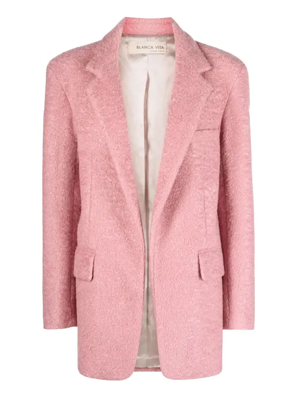 BLANCA VITA Notched-lapels Textured Blazer - Pink