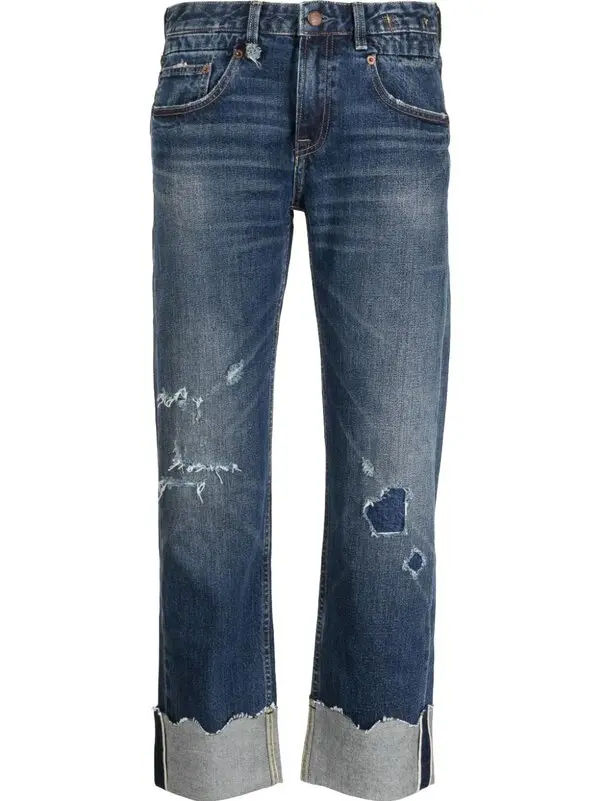 R13 Ripped Straight-leg Jeans - Blue