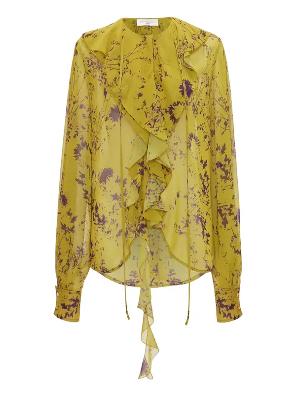 Victoria Beckham Romantic Floral-print Blouse - Yellow