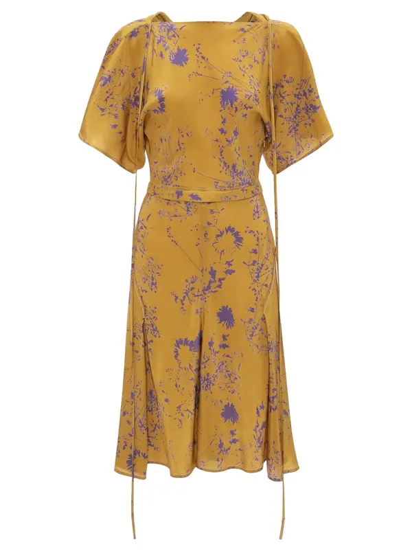 Victoria Beckham Floral-print Silk Dress - Yellow