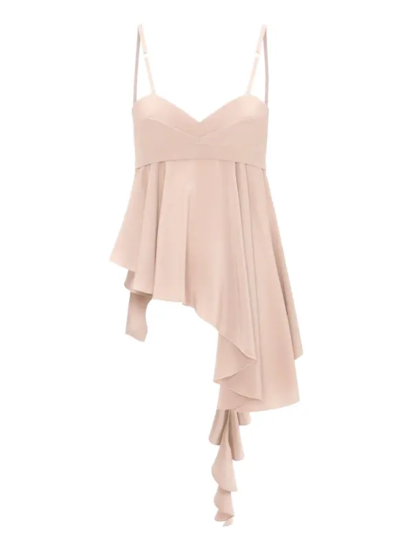 Victoria Beckham Ruffle-detailing Silk Top - Neutrals