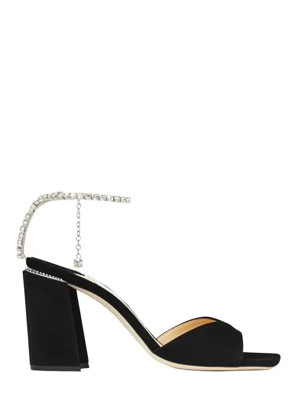 JIMMY CHOO Saeda 85mm Crystal-strap Sandals - Black