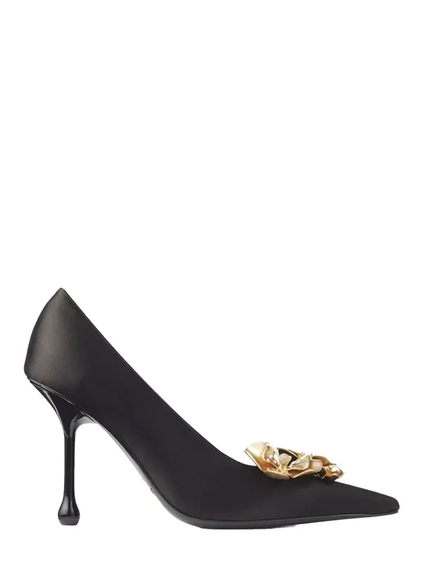 JIMMY CHOO 95mm Ixia Satin Pumps - Black