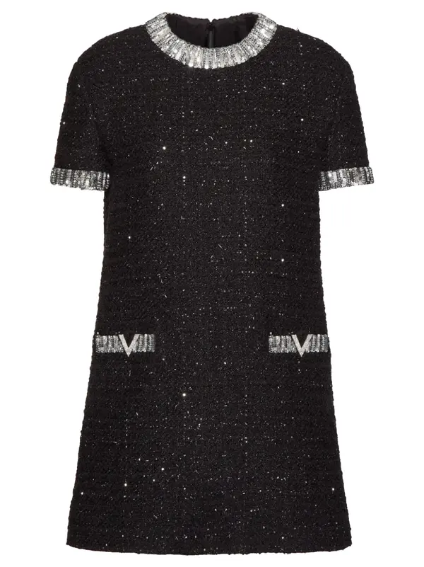 Valentino Garavani Glaze Tweed Mini Dress - Black