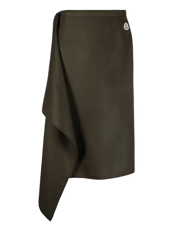 Moncler Wool-cashmere Midi Wrap Skirt - Green
