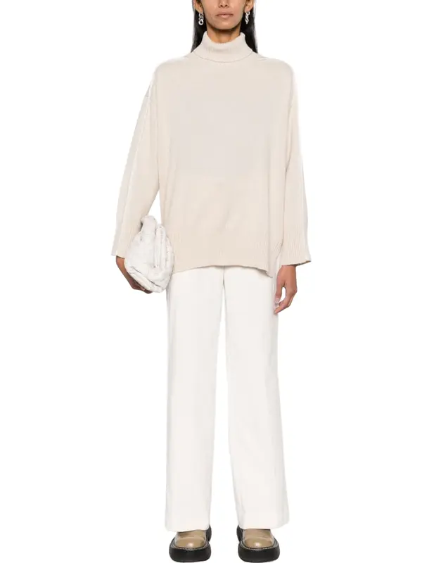 Lorena Antoniazzi Piped-trim Roll-neck Jumper - Neutrals
