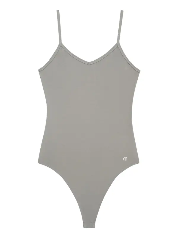 ANINE BING Alissa V-neck Bodysuit - Grey