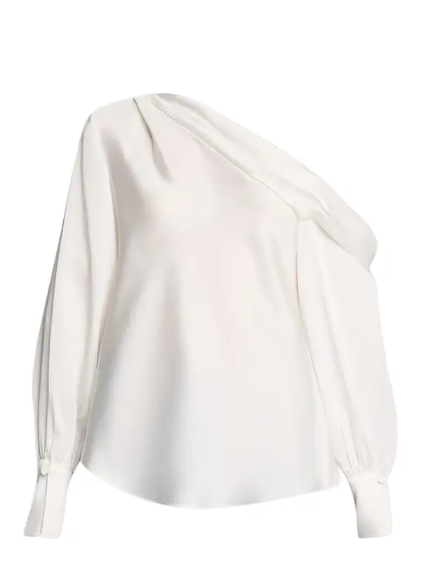 Simkhai Alice Draped Satin One-shoulder Top - White
