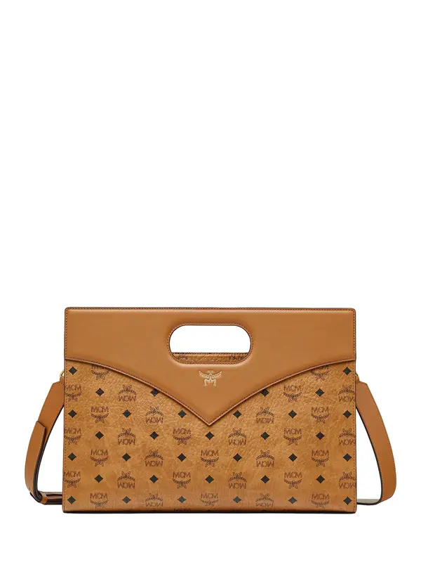 Mcm Visetos Leather Mix Diamond Bag - Cognac