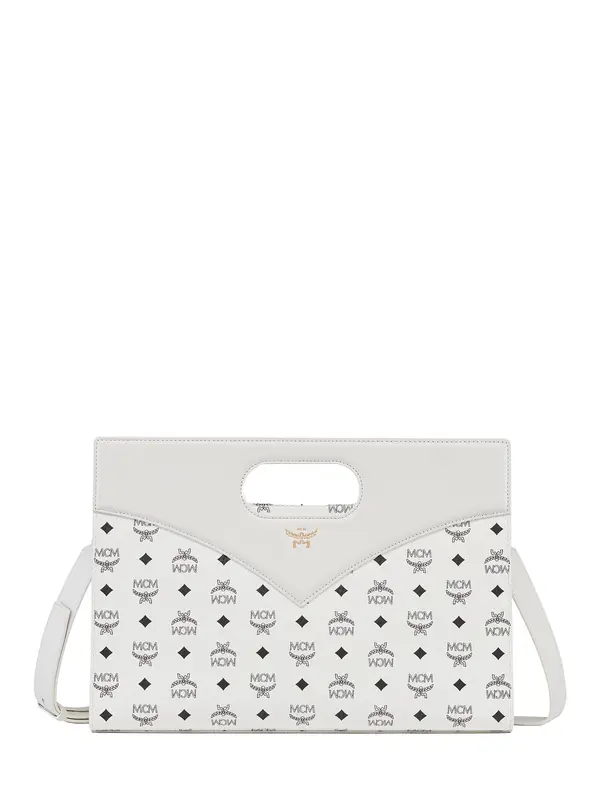 Mcm Visetos Leather Mix Diamond Bag - White