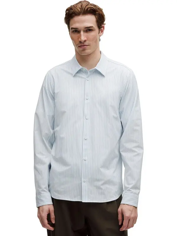 Lululemon New Venture Slim-fit Long-sleeve Shirt - Sartorial Stripe Almost Blue Heathered Windmill