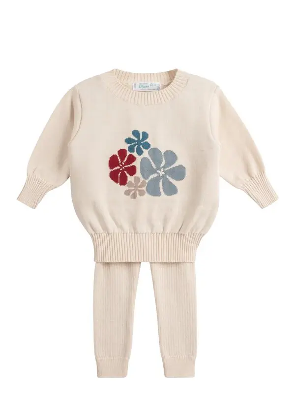 FELTMAN BROTHERS Floral Sweater And Pants Set - Ecru