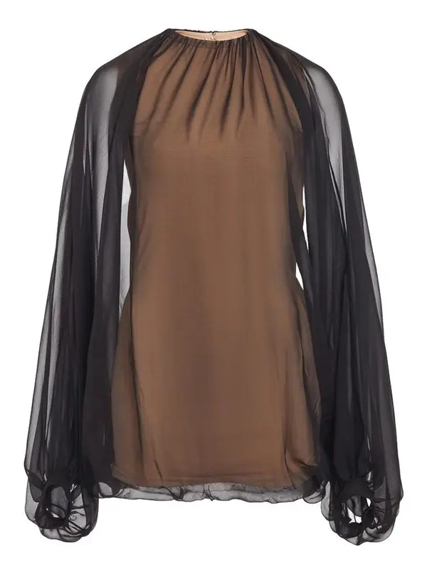 Valentino Garavani Chiffon Top - Black And Sand