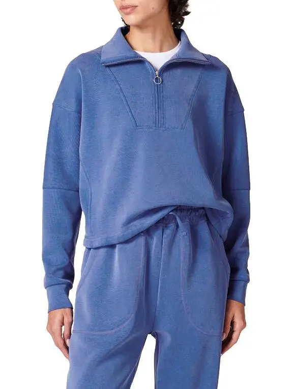 Sweaty Betty Half Zip Fleece Pullover - Lightning Blue