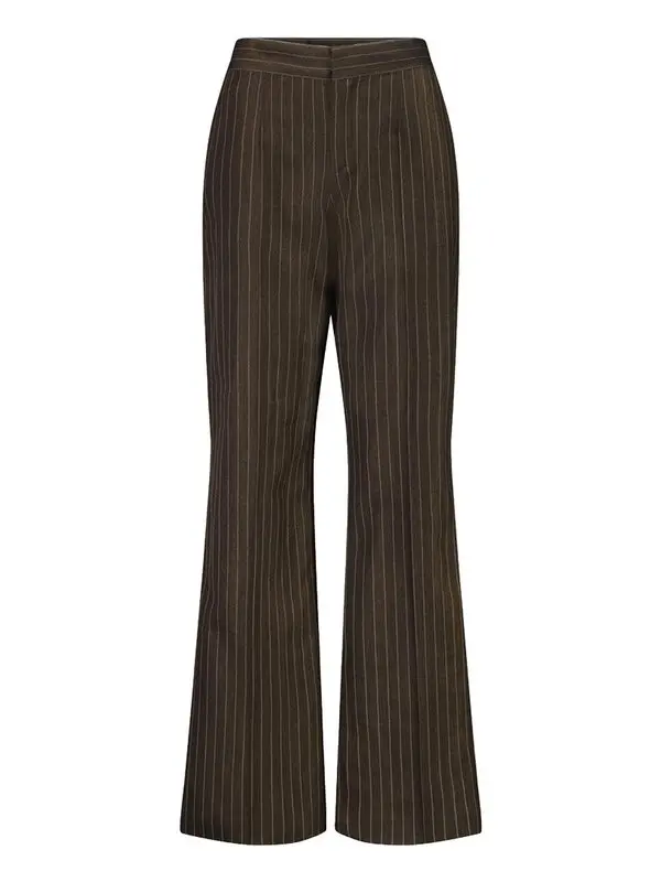 JEAN PAUL GAULTIER Pinstriped Flare Trousers - Brown