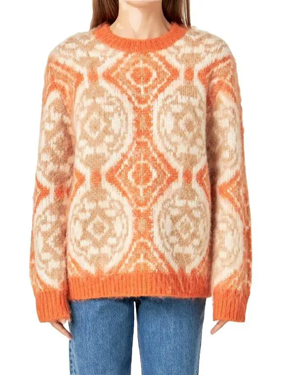 English Factory Medallion Crewneck Sweater - Orange