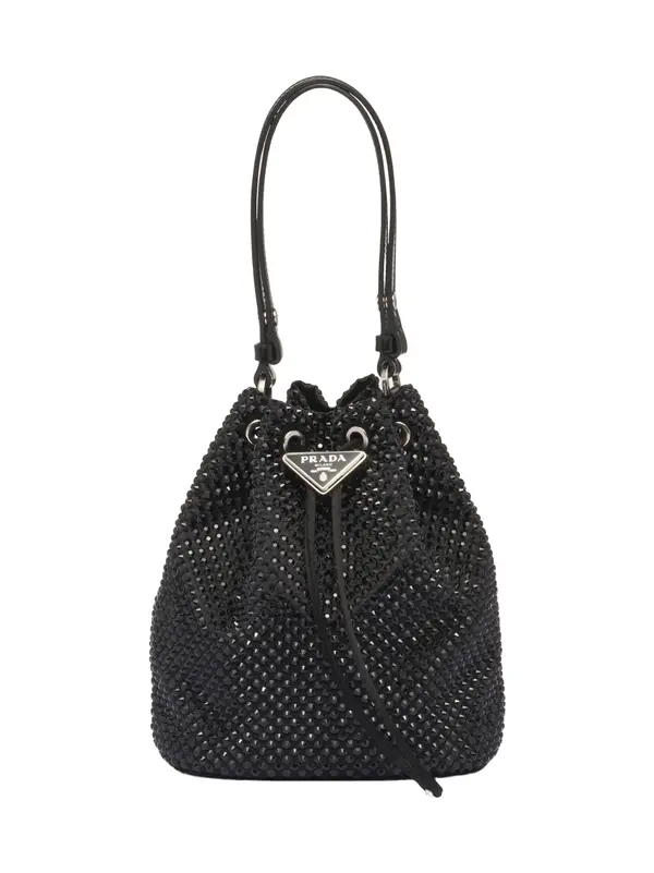 Prada Mini Satin Bag With Crystals - Black