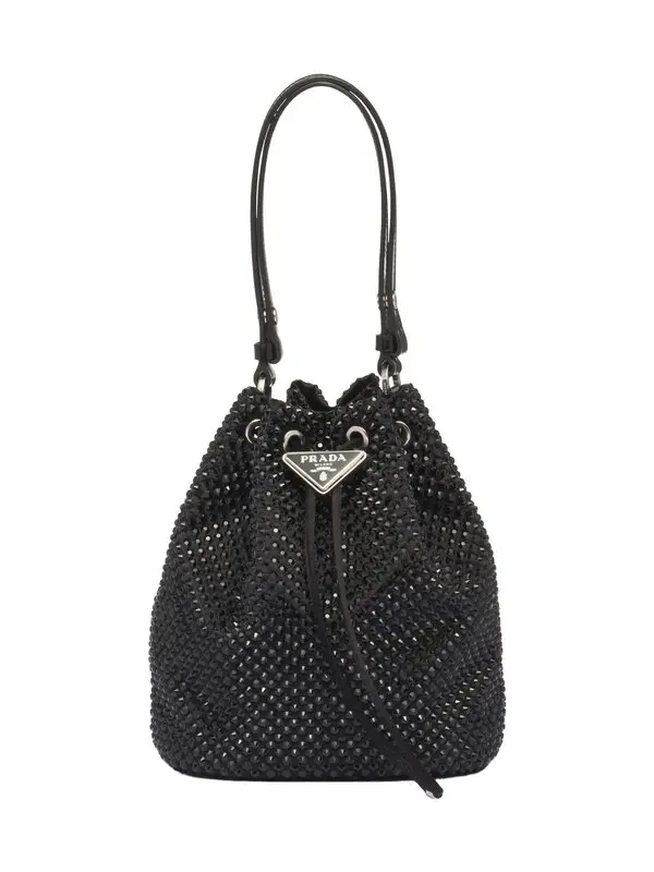Prada Mini Satin Bag With Crystals - Black