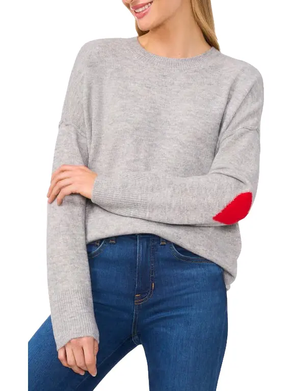 CECE DUPRAZ Heart Elbow Crewneck Sweater - Light Heather Grey