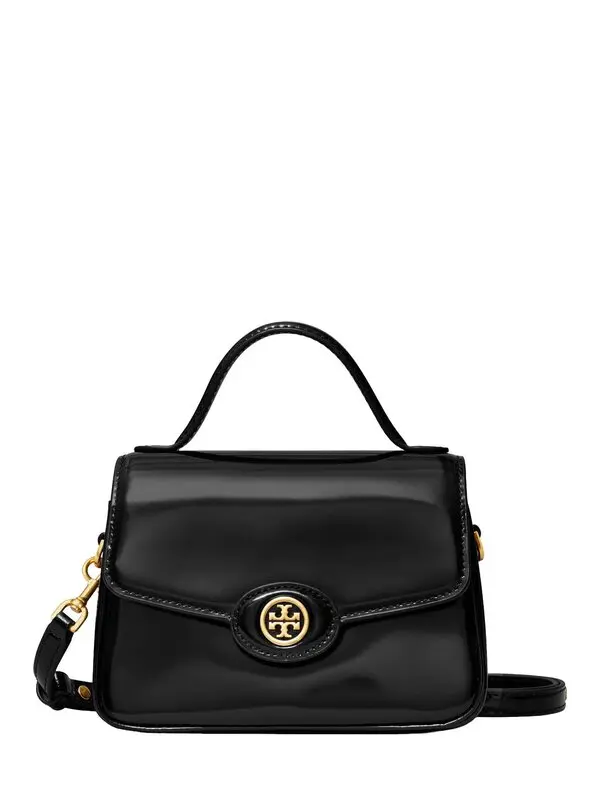 Tory Burch Small Robinson Leather Top Handle Bag - Black