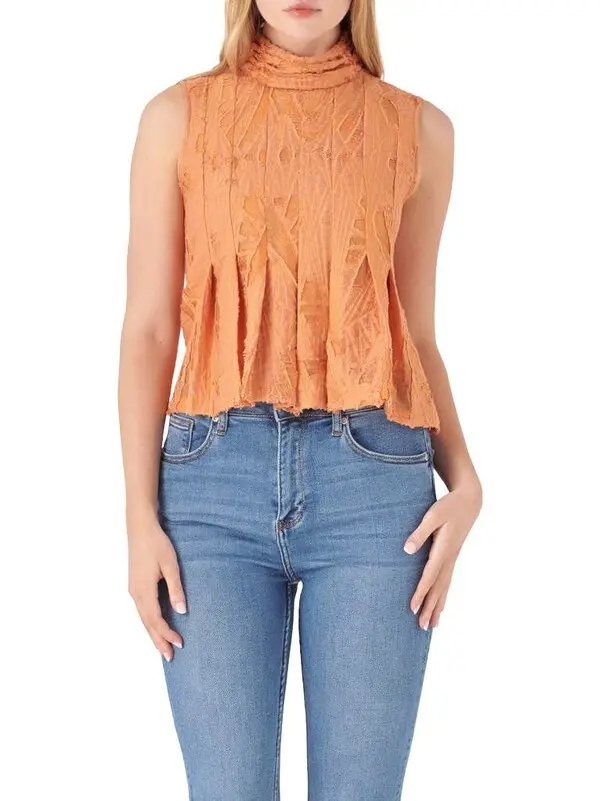 English Factory Destroyed Sleeveless Crop Top - Orange