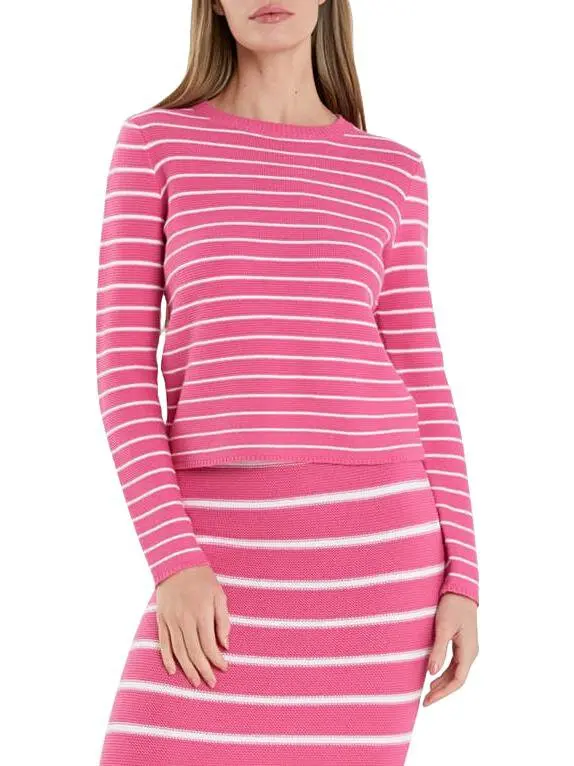 English Factory Stripe Crewneck Sweater - Pink/white