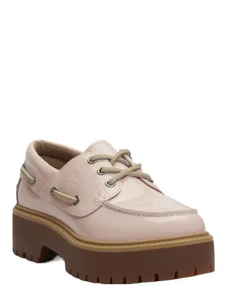 Timberland Stone Street Platform Boat Shoe - Light Pink Patent Leather