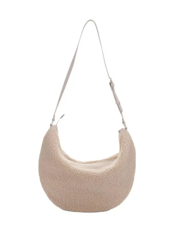 MALI + LILI Megan Fleece Crescent Bag - Latte