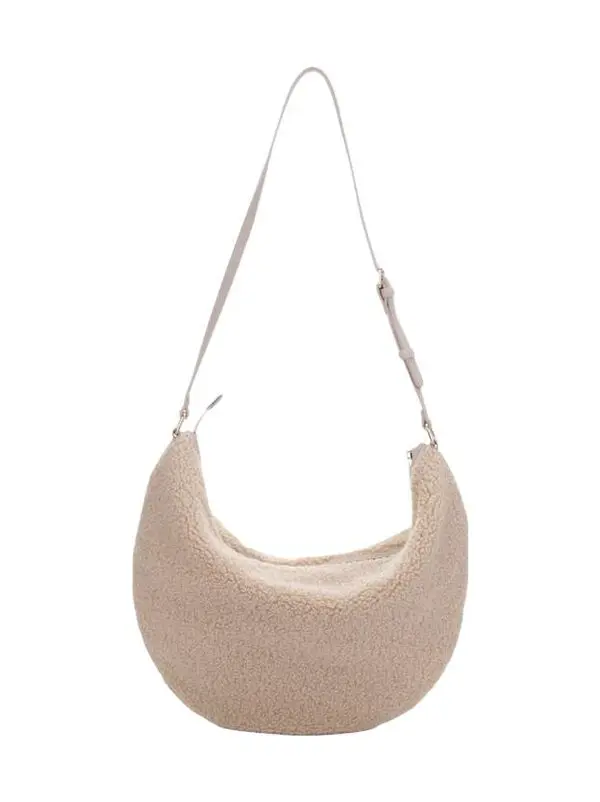 MALI + LILI Megan Fleece Crescent Bag - Latte