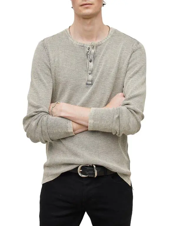 John Varvatos Memphis Waffle Long Sleeve Henley - Grey Hthr