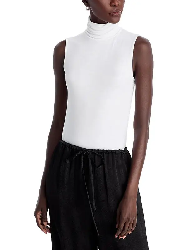 Majestic Filatures Sleeveless Turtleneck Top - Blanc