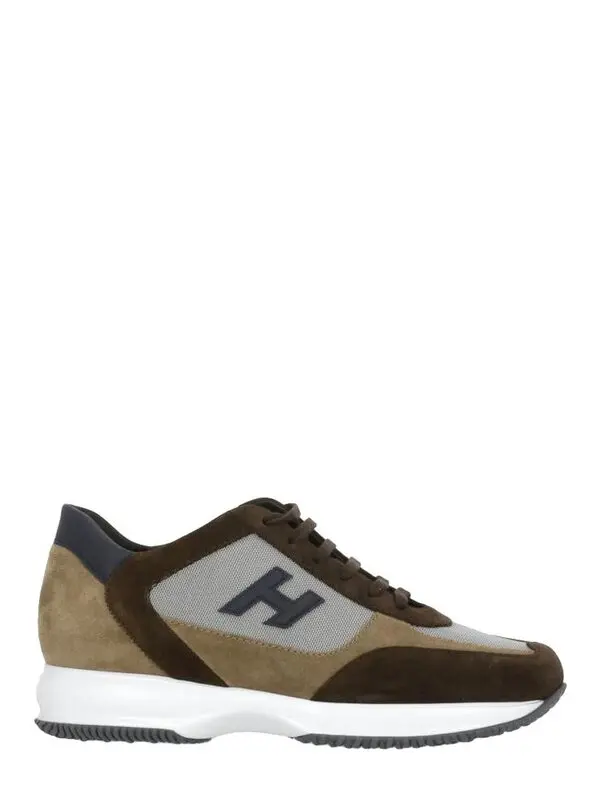Hogan Leather And Open Worked Fabric Sneakers - Multicolour