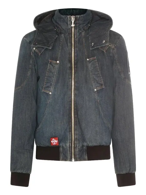 Moose Knuckles Denim Hooded Jacket - Blue/black