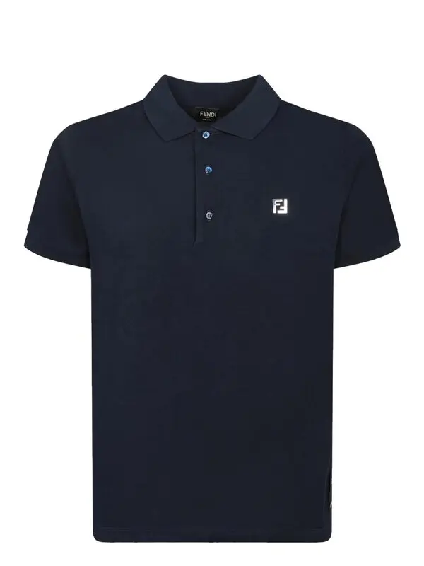 Fendi Polo Shirt With Ff Logo - Blue
