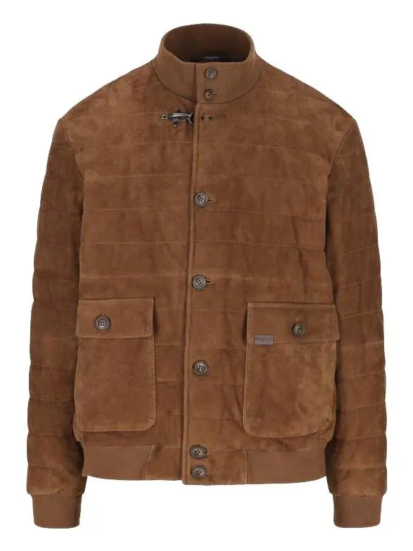 FAY Quilted Suede Bomber Jacket - Kenia