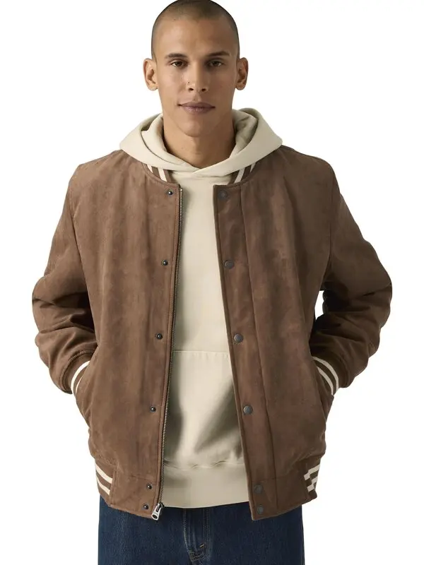 LEVI'S Microsuede Varsity Jacket - Cognac