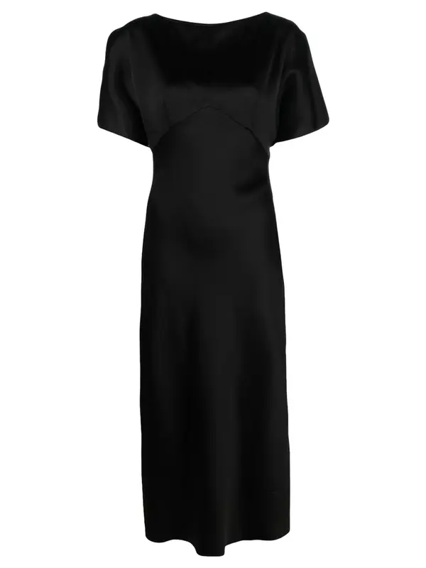 N°21 Boat-neck Satin Midi Dress - Black