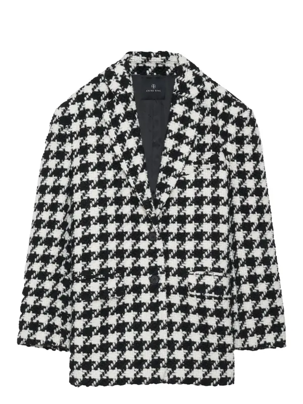 ANINE BING Quinn Houndstooth Blazer - Black