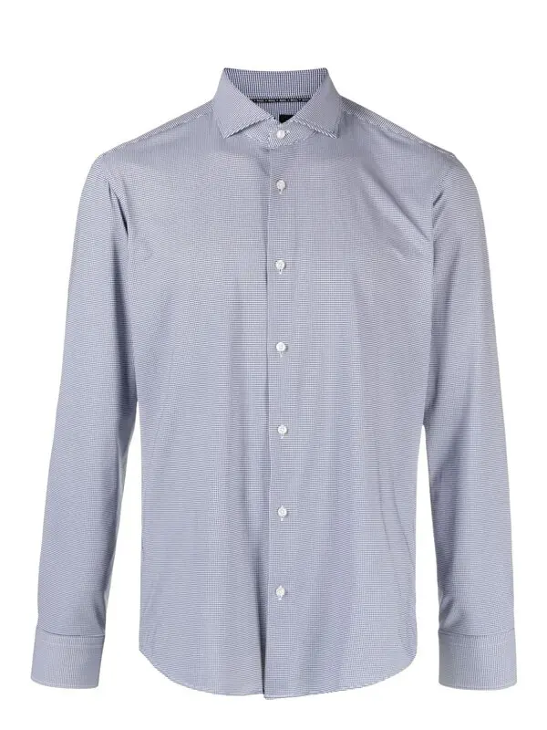 BOSS Grid-pattern Long-sleeve Shirt - Blue