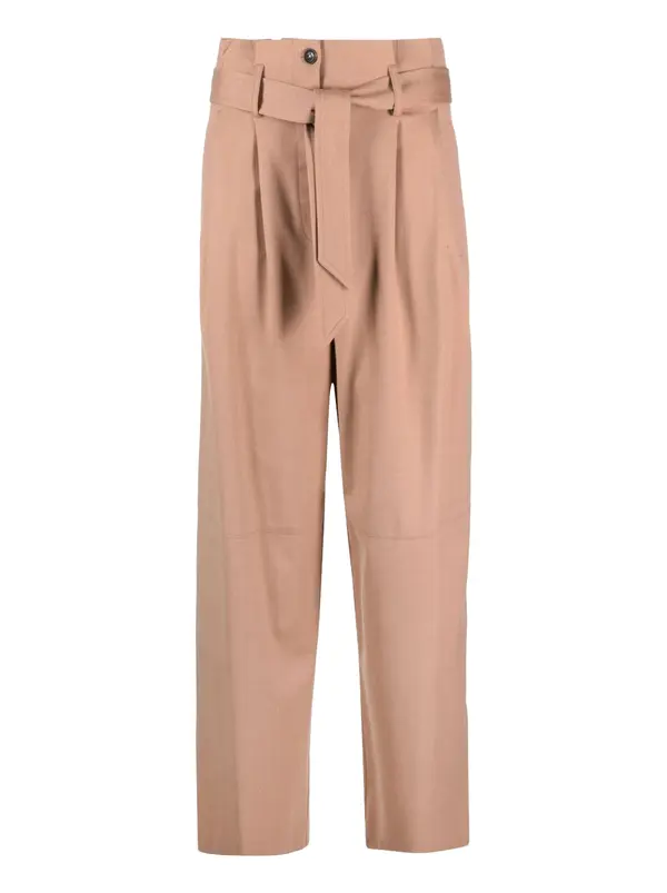 Pinko Belted Flannel Trousers - Neutrals