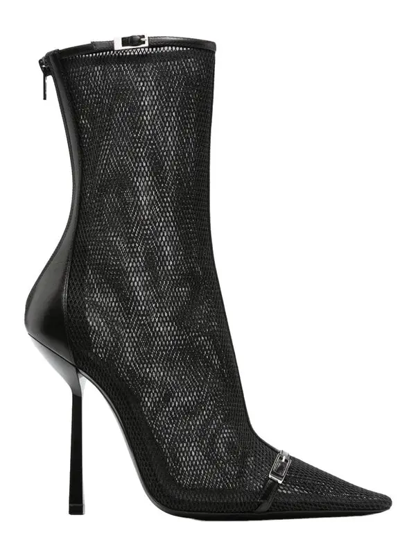 Saint Laurent 115mm Oxalis Mesh Pointed Boots - Black
