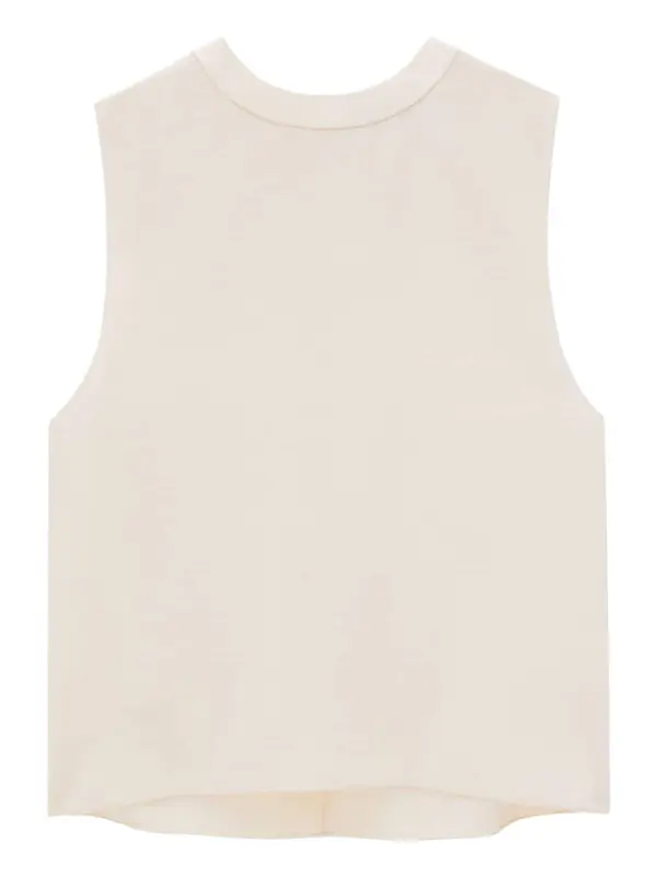 Saint Laurent Round-neck Silk Top - Neutrals