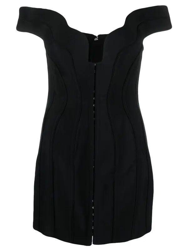 MUGLER Wavy-detail Corset Minidress - Black