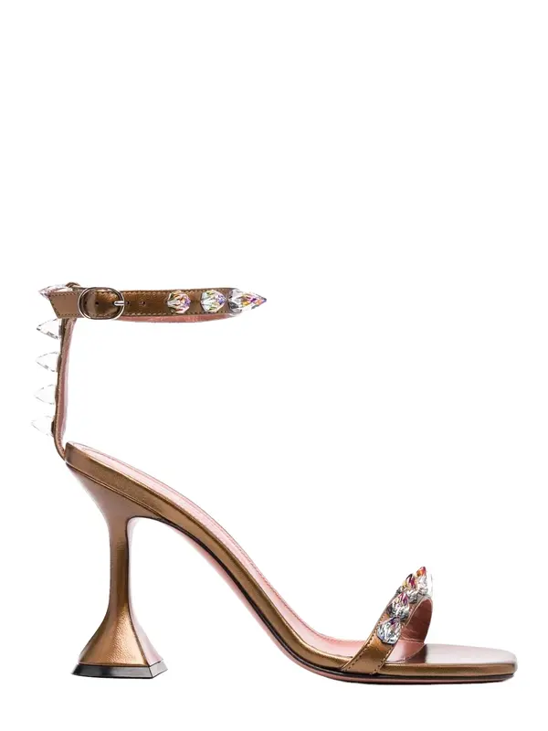 Amina Muaddi Julia Studded Sandals - Brown