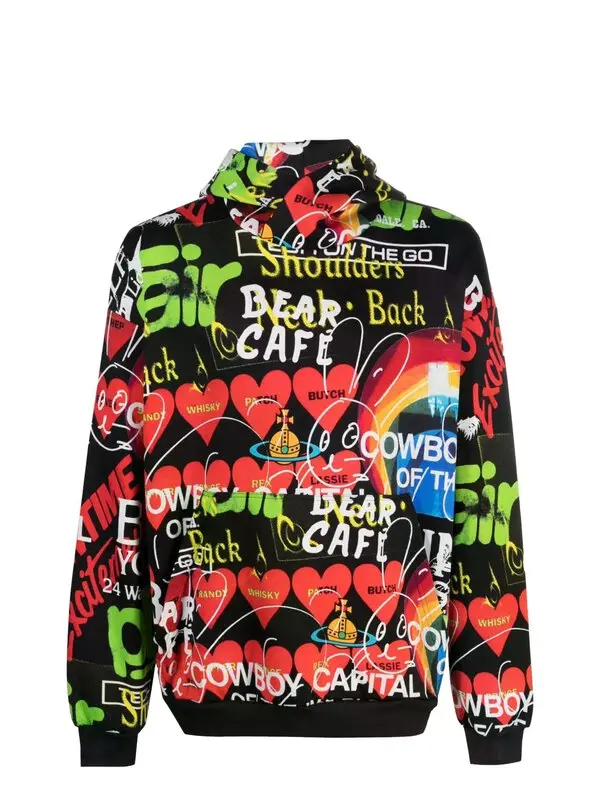 VIVIENNE WESTWOOD Orb Graphic-print Jersey Hoodie - Black